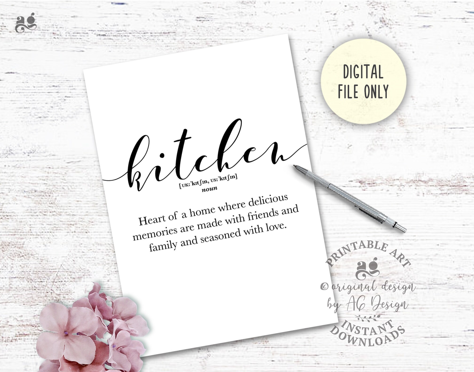 Kitchen Definition Prints Printable Word Definition Posters - Etsy