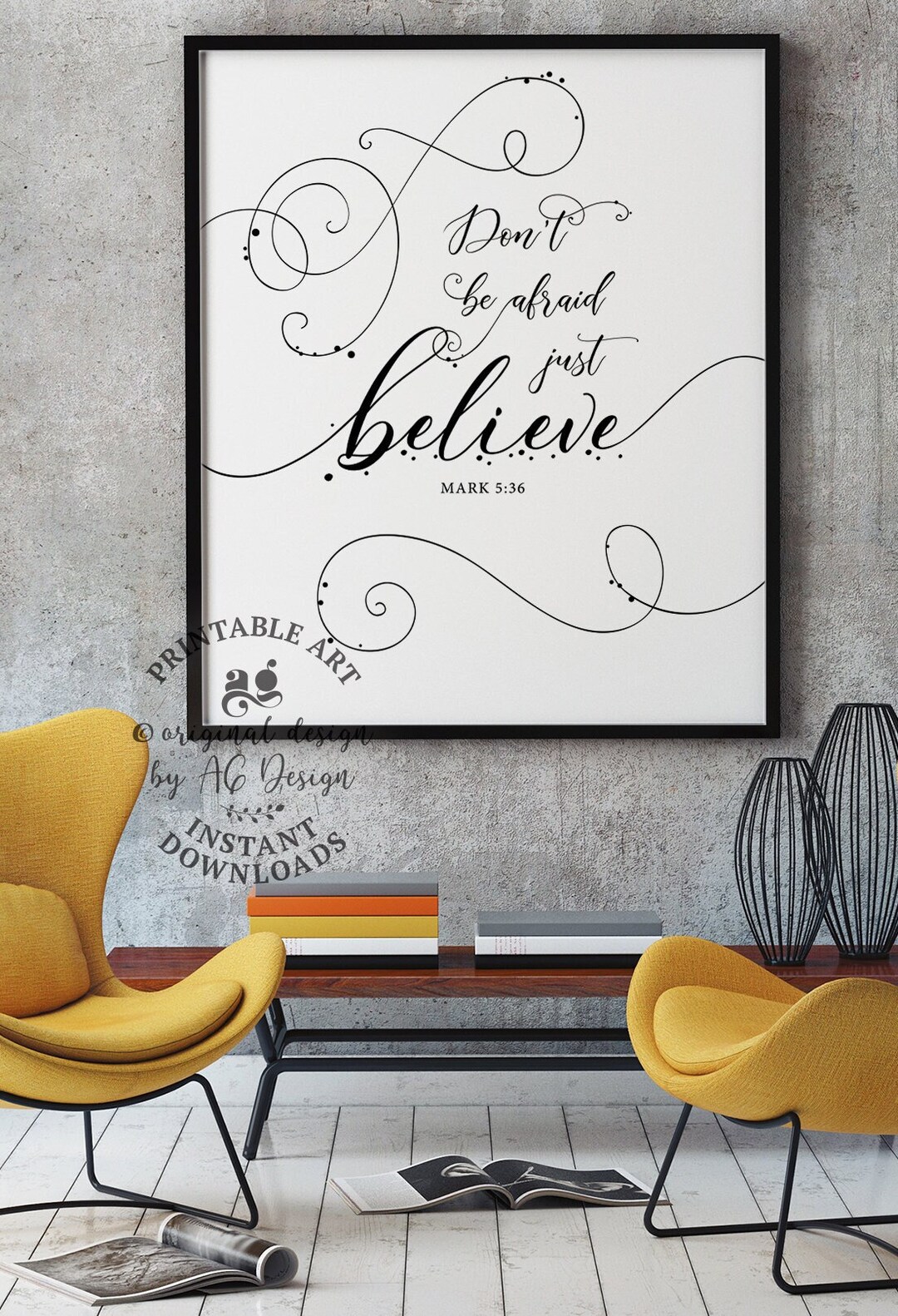 Bible Verse Printable, Don't Be Afraid Just Believe-mark 5:36 ...
