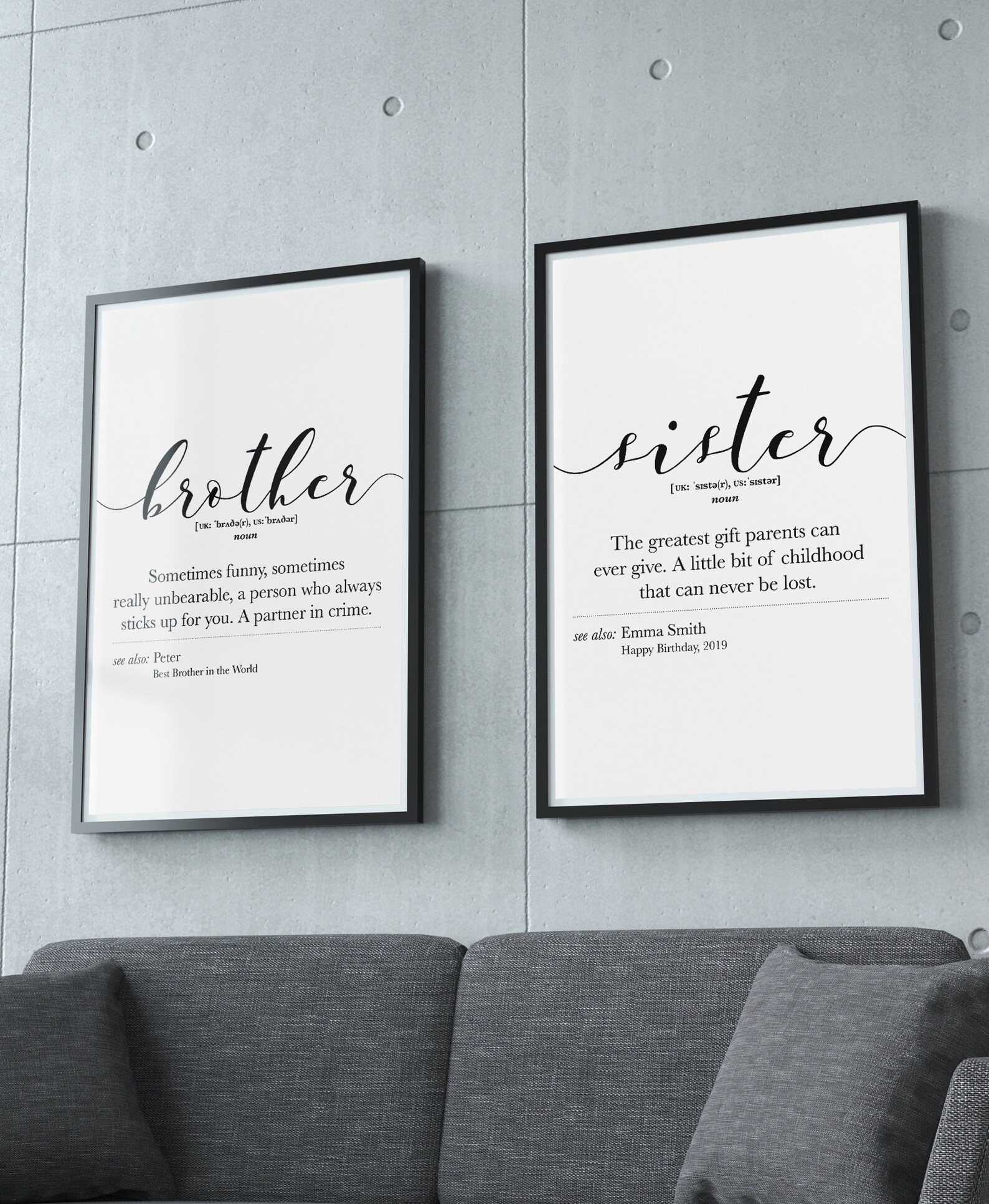 Personalized Sister Brother Set of 2 Prints Sibling Sign - Etsy