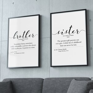 Personalized Sister Brother Set of 2 Prints, Sibling Sign, Funny ...