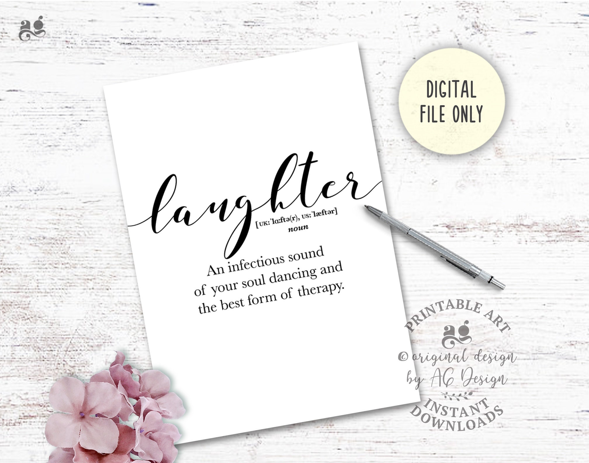 Laughter Wall Print, Laughter Definition, Printable Qoutes ...