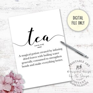 Tea Definition Wall Art Print, Kitchen Wall Decor, Tea Lover Gift ...