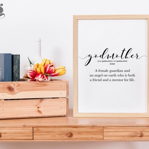 Godmother Definition Poster Gift for Godparent From Godson Goddaughter ...