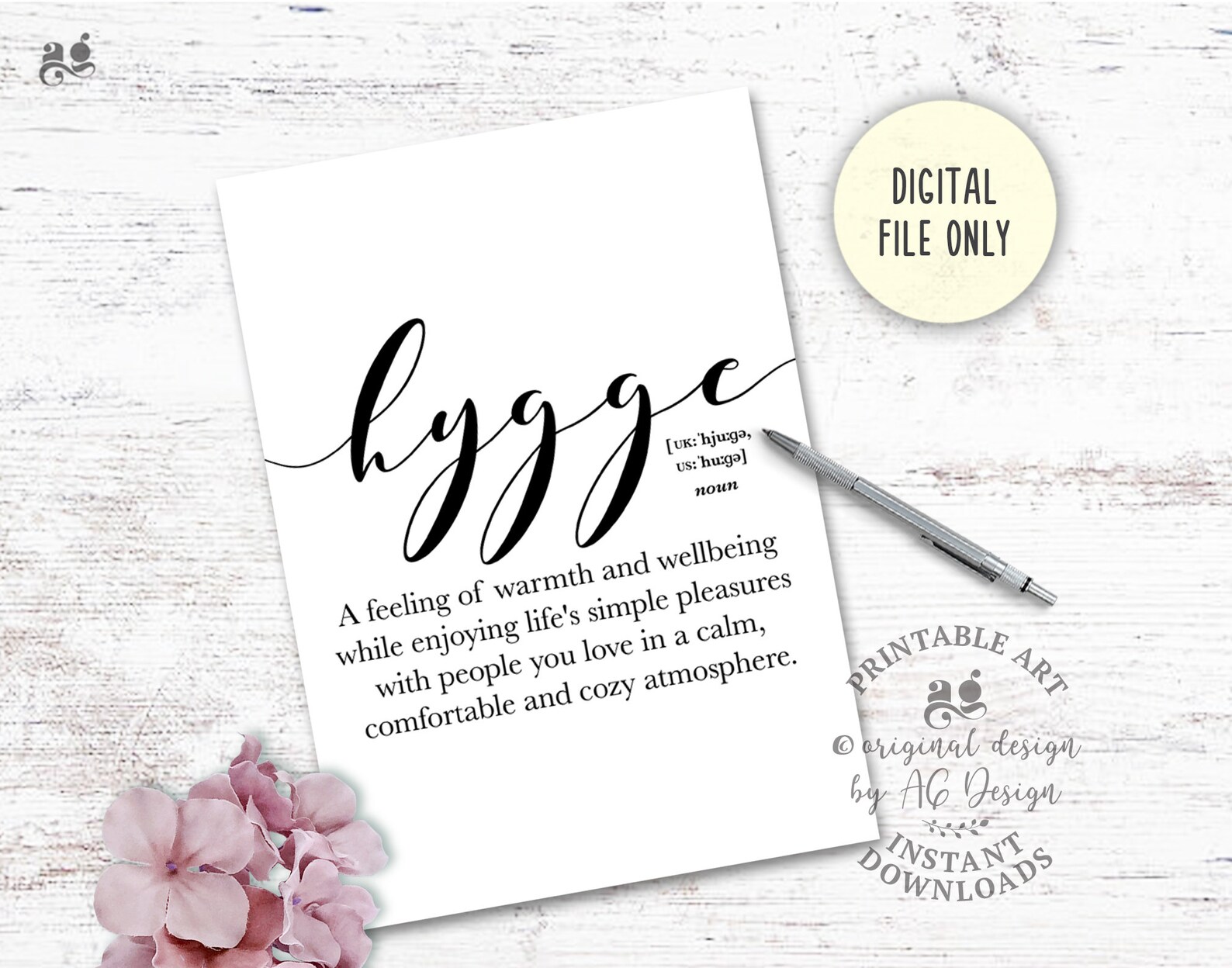 Hygge Wall Art, Printable Hygge Definition, Hygge Nursery, Hygge Gift ...