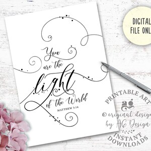 Buy Matthew 5:14, Bible Verse Printables, You Are the Light of the ...