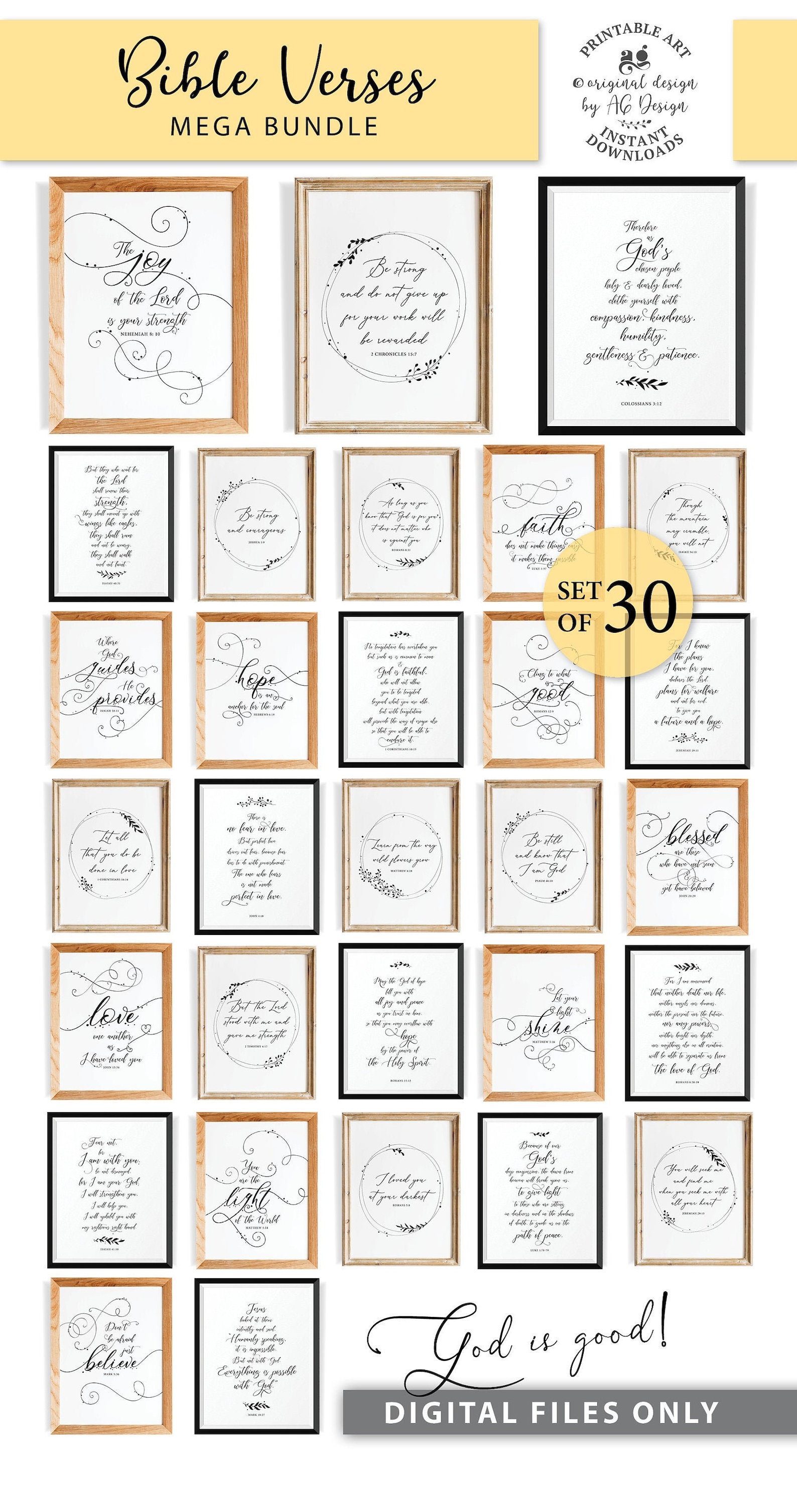 Printable Bible Verses Mega Bundle Set of 30, Bible Signs, Christian ...