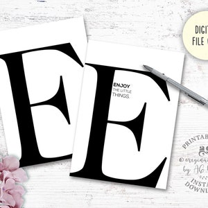 Monogram E Letter Printable Wall Art Quote Set of 2 Enjoy the Little ...