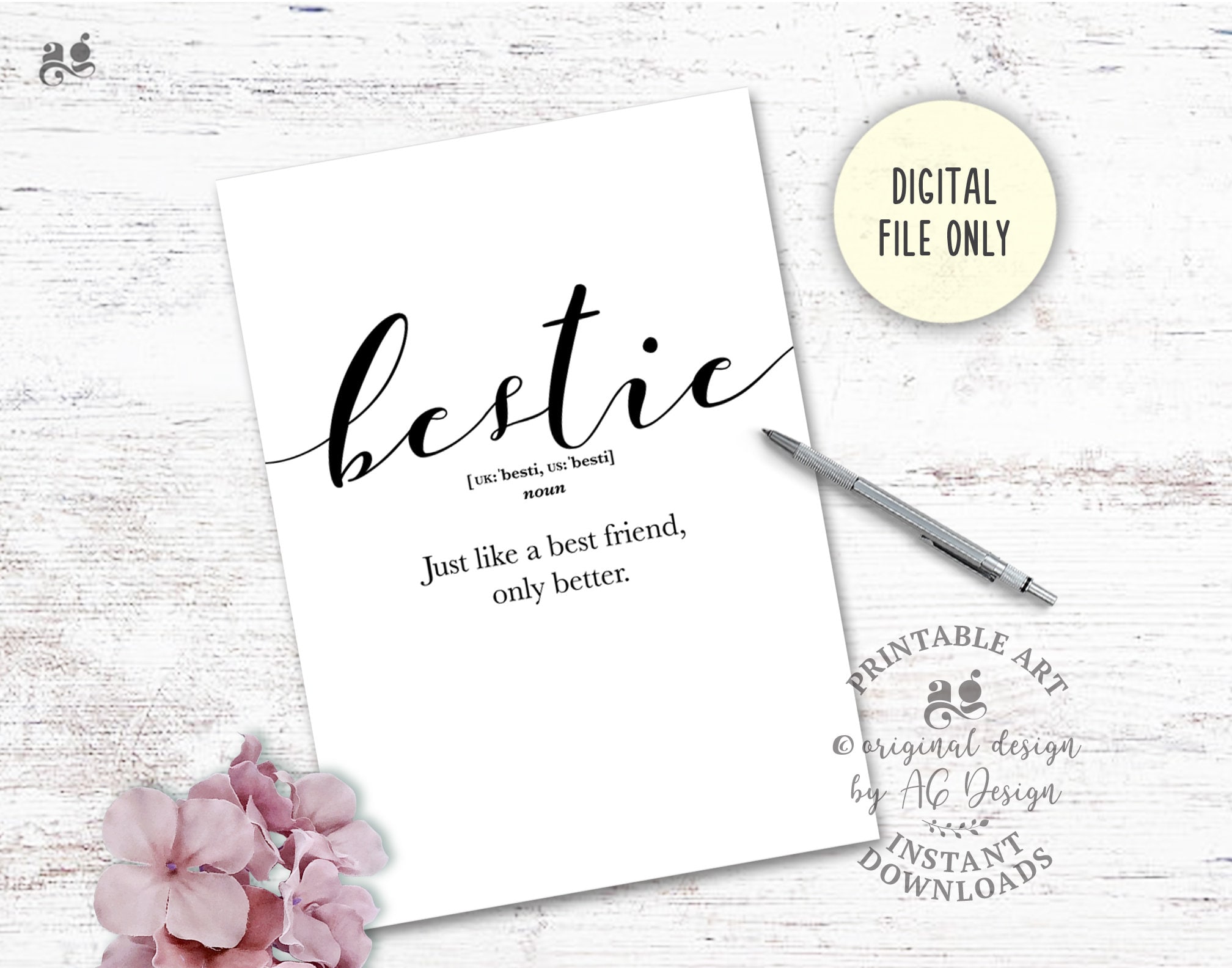 Printable Bestie Definition Work Bestie Gifts Best Friend - Etsy