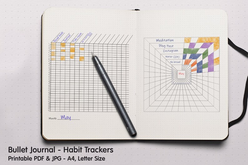 Dotted Grid Journal Habit Square Tracker Planner A4 A5 - Etsy