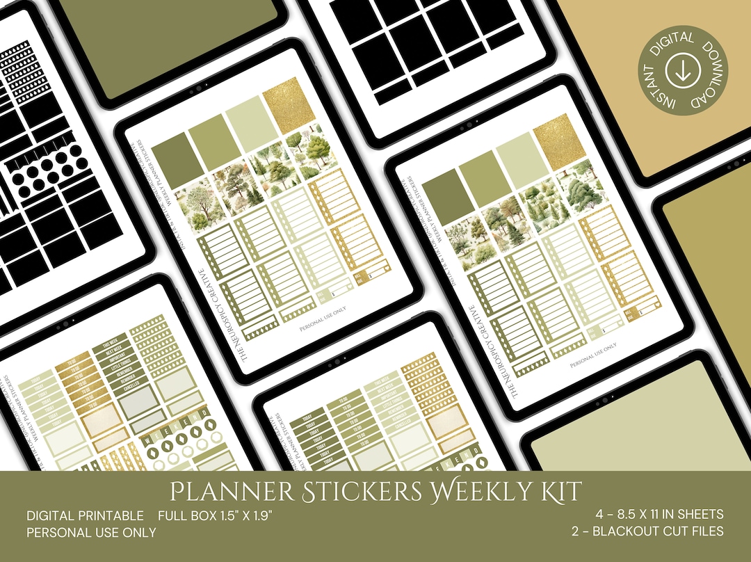 Woodland Trees Planner Stickers - Weekly Kit (digital Download) - Etsy
