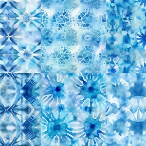 Tie-dye Seamless Pattern - Blue: Watercolor Tie Dye Digital Papers for ...