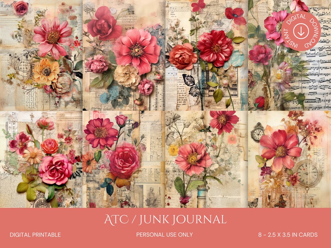ATC Digital Download ATC Packs Ephemera for Junk Journals Scrapbooking ...