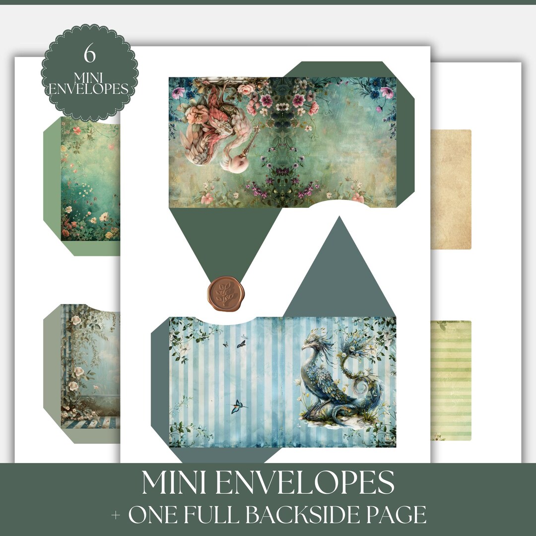 Mini Envelopes Junk Journals || Enchanted Magical Creatures Fantasy ...