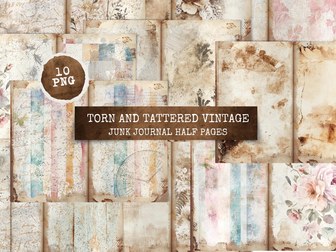 Tattered and Torn Junk Journal Half Pages - Etsy