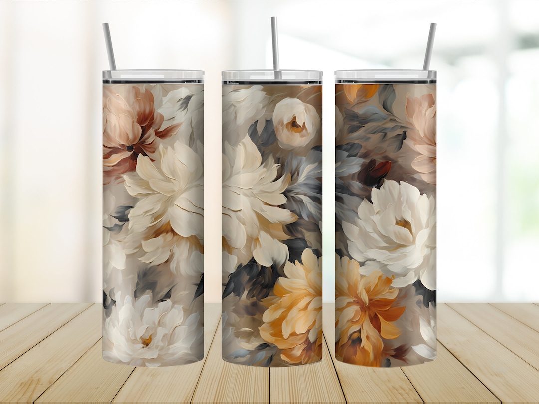 Muted Floral Sublimation Tumbler Designs ~~ 20 Oz Skinny Tumbler ...