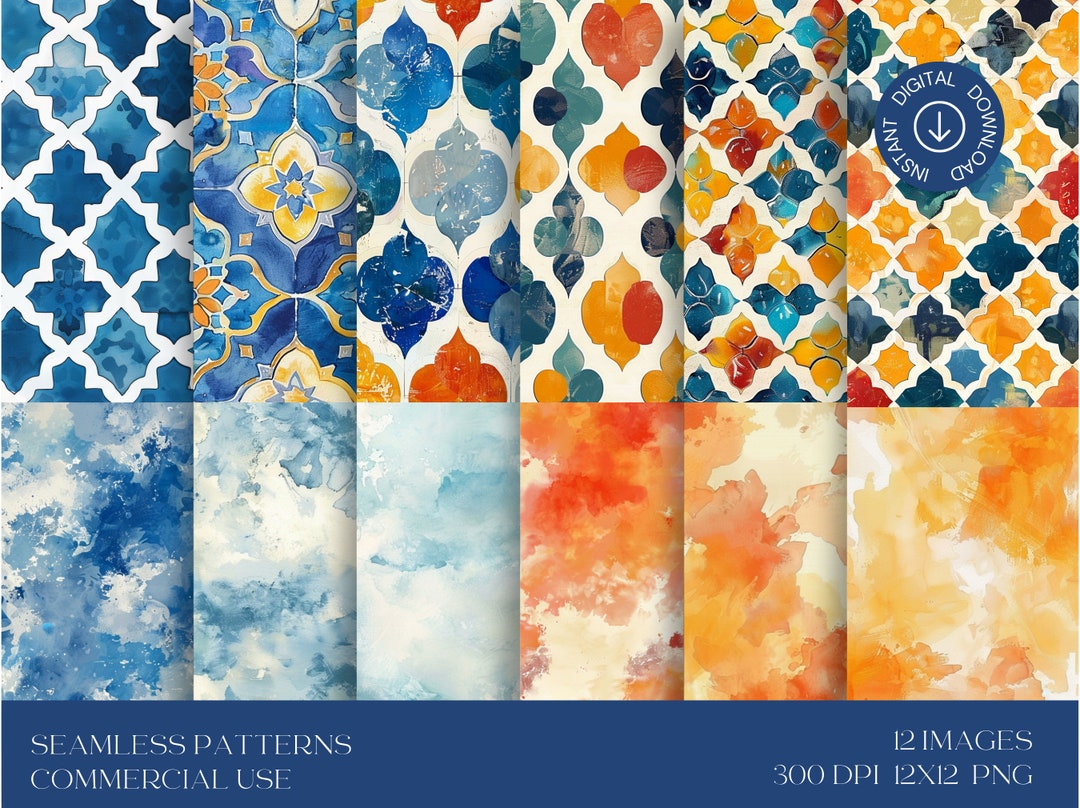 Moroccan Inspired: Printable Digital Papers for Instant Download ...