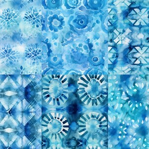 Tie-dye Seamless Pattern - Blue: Watercolor Tie Dye Digital Papers for ...