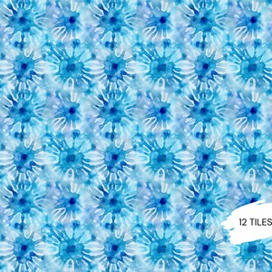 Tie-dye Seamless Pattern - Blue: Watercolor Tie Dye Digital Papers for ...