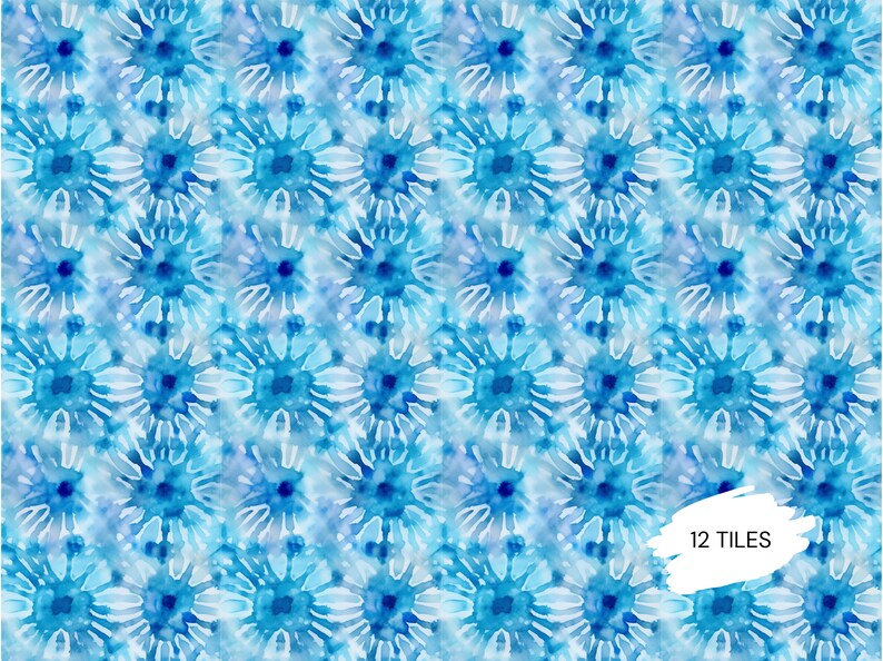 Tie-dye Seamless Pattern - Blue: Watercolor Tie Dye Digital Papers for ...