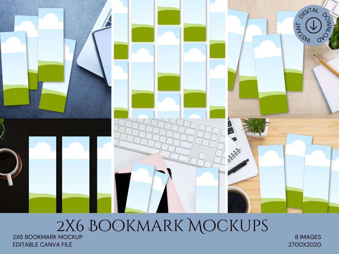 Bookmark Mockup Template 2x6 for Canva Set 2 - Etsy