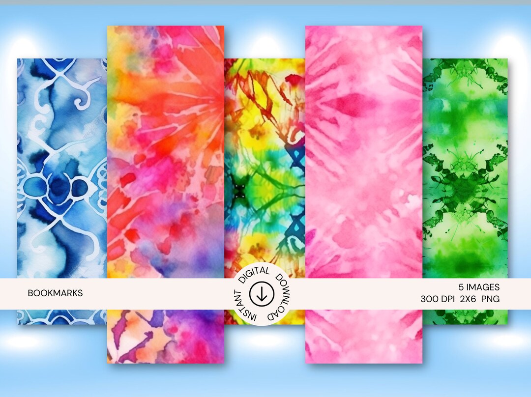 Printable Bookmarks 2x6 || Watercolor Tie Dye - Etsy