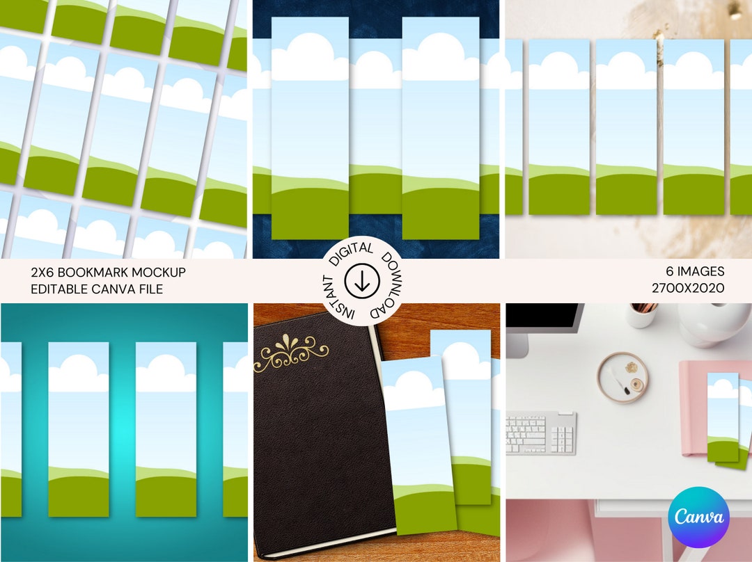 Bookmark Mockup Template 2x6 for Canva - Etsy