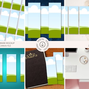 Bookmark Mockup Template 2x6 for Canva - Etsy