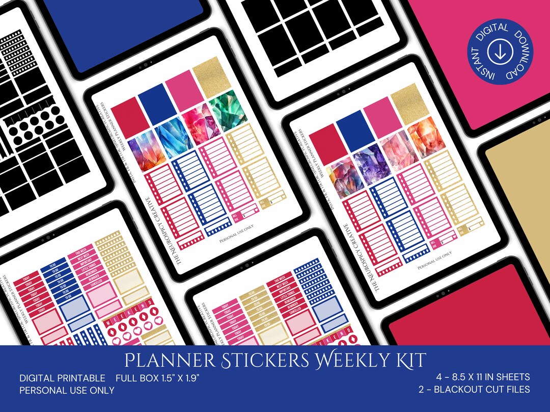 Crystals DIGITAL Planner Stickers Aesthetic- PRINTABLE Weekly Kit ...