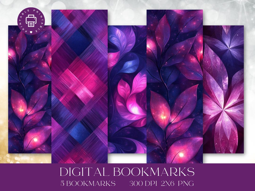 Printable Bookmarks 2x6 || Elegant Floral Leaf Instant Download Art for ...