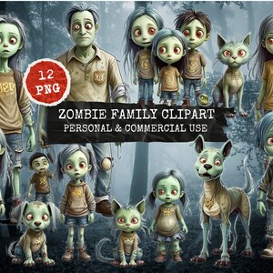 Whimsical Zombie Clipart High Resolution PNG Eerie Halloween Dog Cat ...
