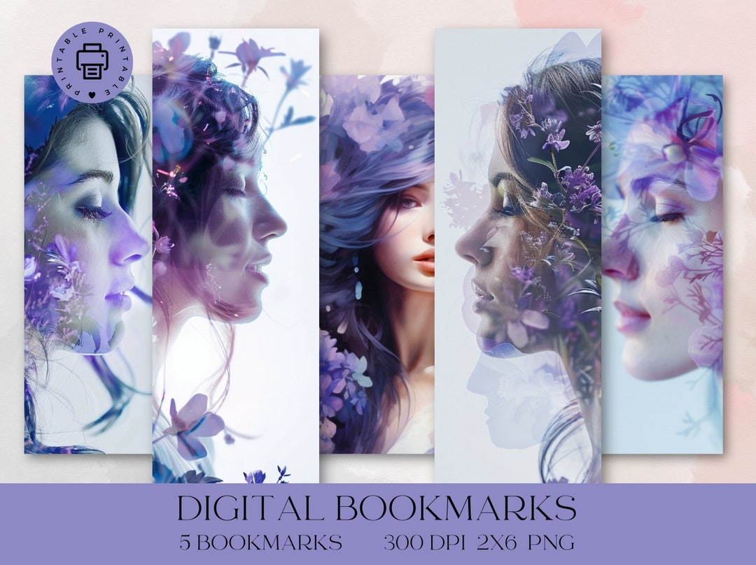 Printable Bookmarks 2x6 || Women in Purple - Etsy