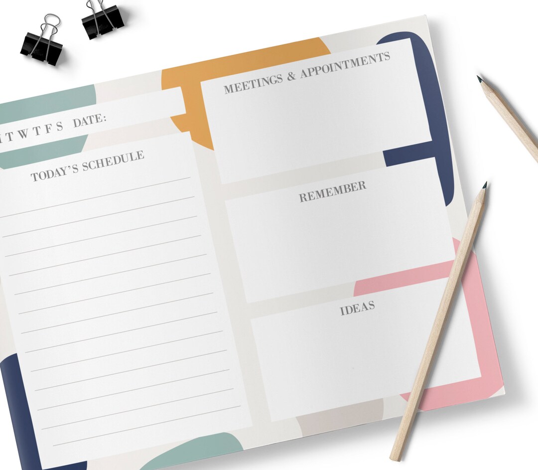Day Schedule, Desk Planner, Colour Block Design - Etsy UK