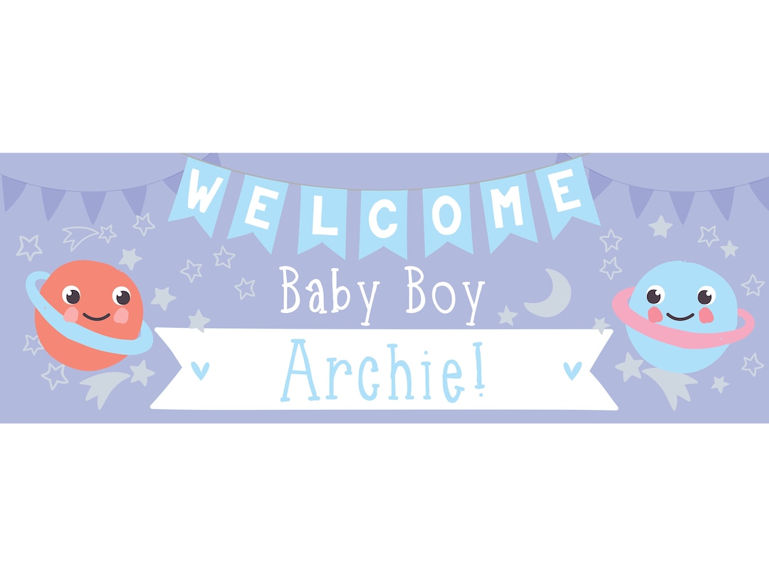 Welcome Baby Boy - Baby Shower Personalised Party Banner, Custom Design ...
