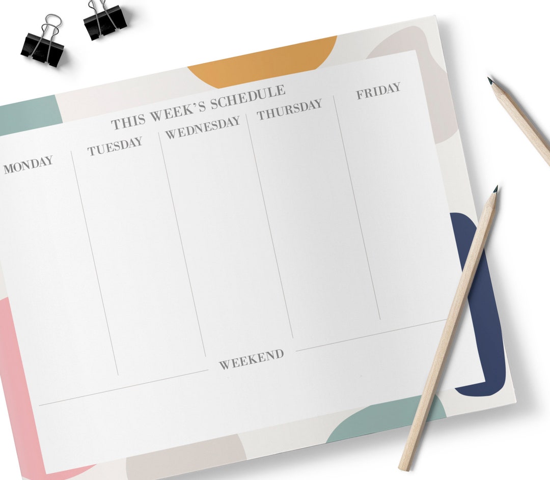 Week Schedule, Desk Planner, Colour Block Design - Etsy UK