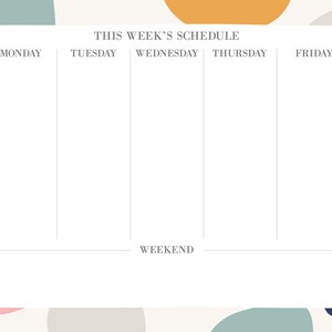 Week Schedule, Desk Planner, Colour Block Design - Etsy UK