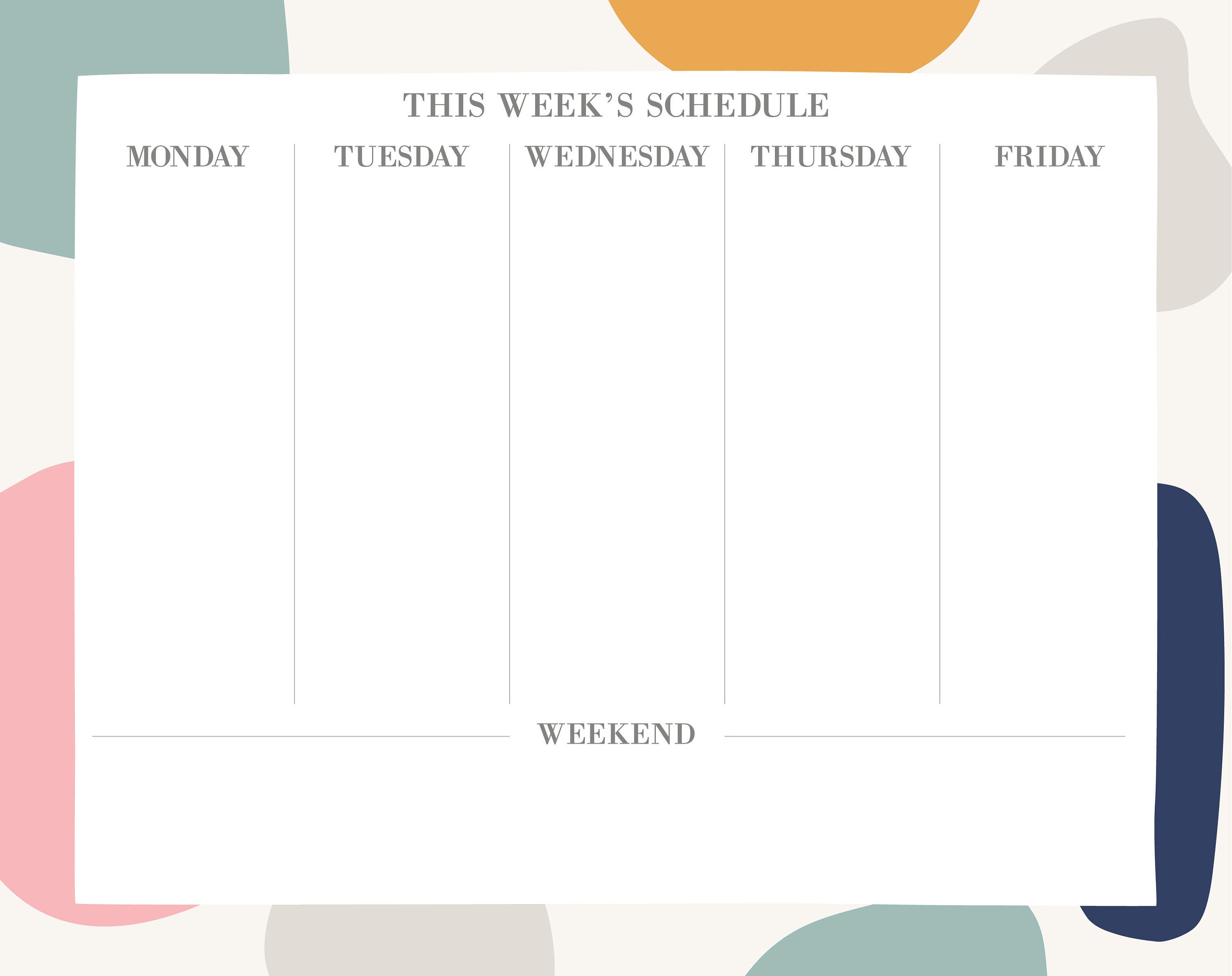 Week Schedule, Desk Planner, Colour Block Design - Etsy UK