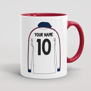 Retro England Rugby Shirt, Personalised Name & Number, Custom Gift ...