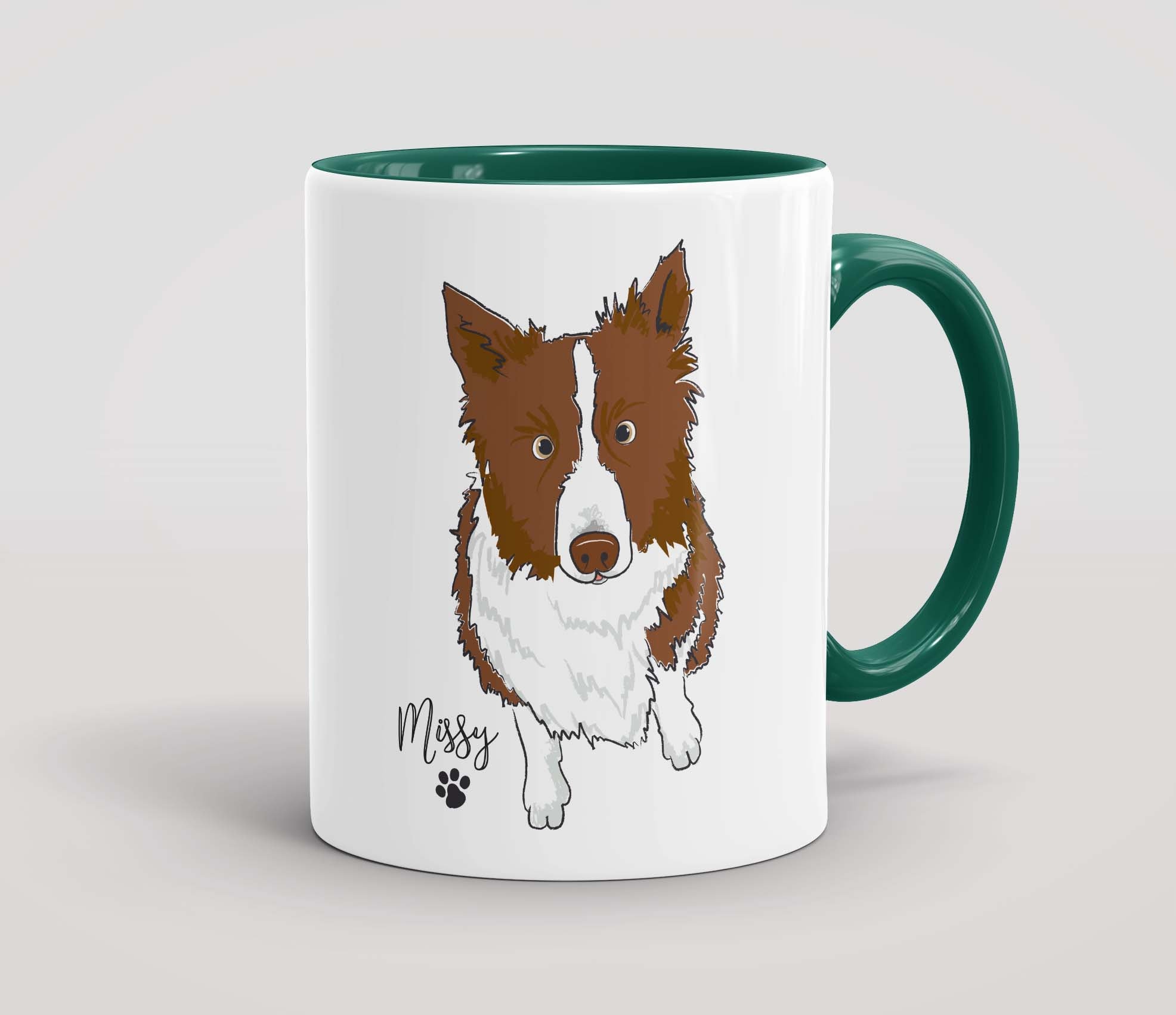 Personalised Brown Border Collie Mug Bespoke Illustrated | Etsy