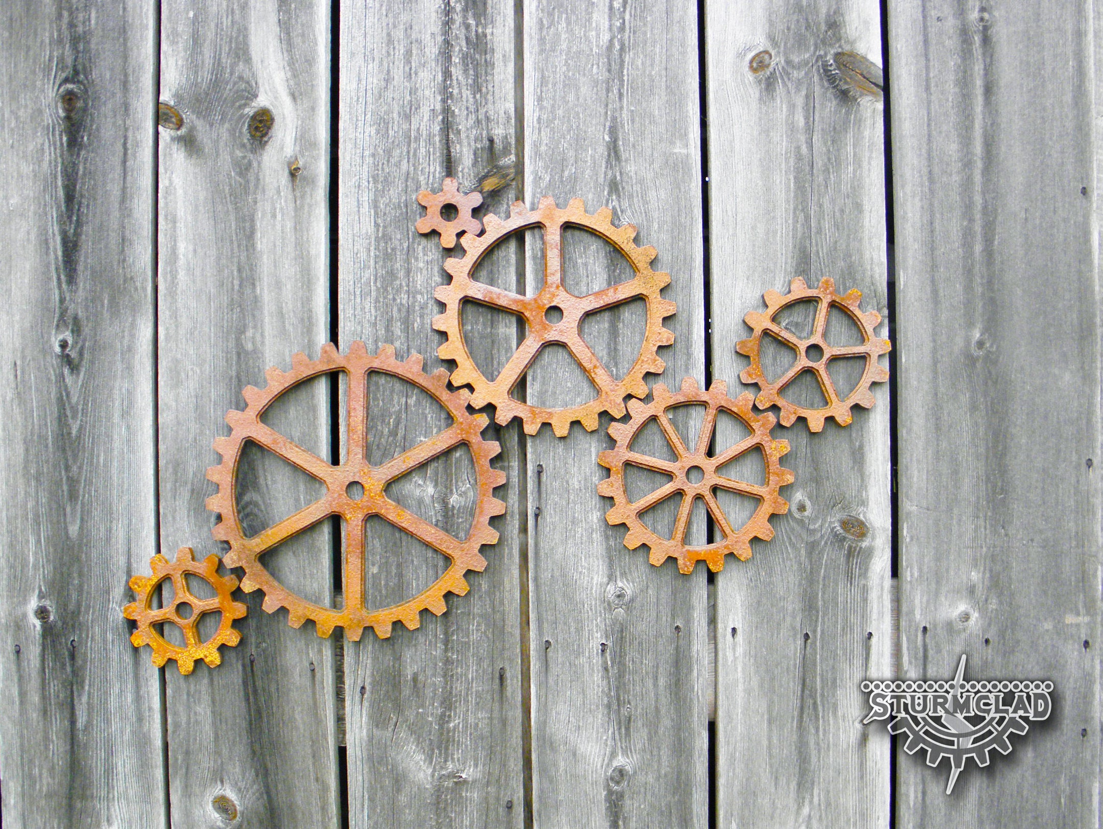 Large Wood Gear Set, Faux Iron Gears, Sprocket, Pulley, Steampunk ...