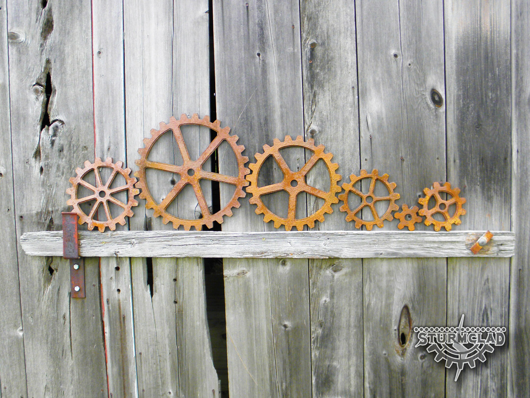 Large Wood Gear Set, Faux Iron Gears, Sprocket, Pulley, Steampunk ...