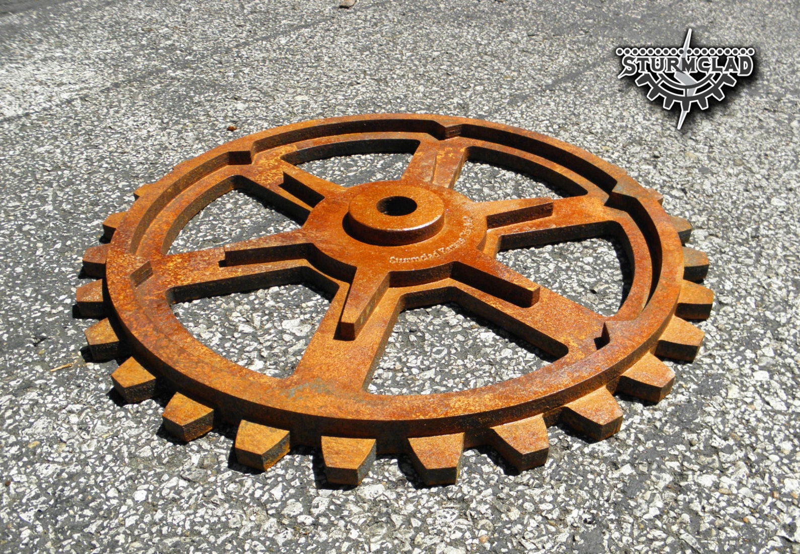 Large Wooden Gears, Faux Rusty Iron Gear 22", Gear Steampunk Wall Art ...