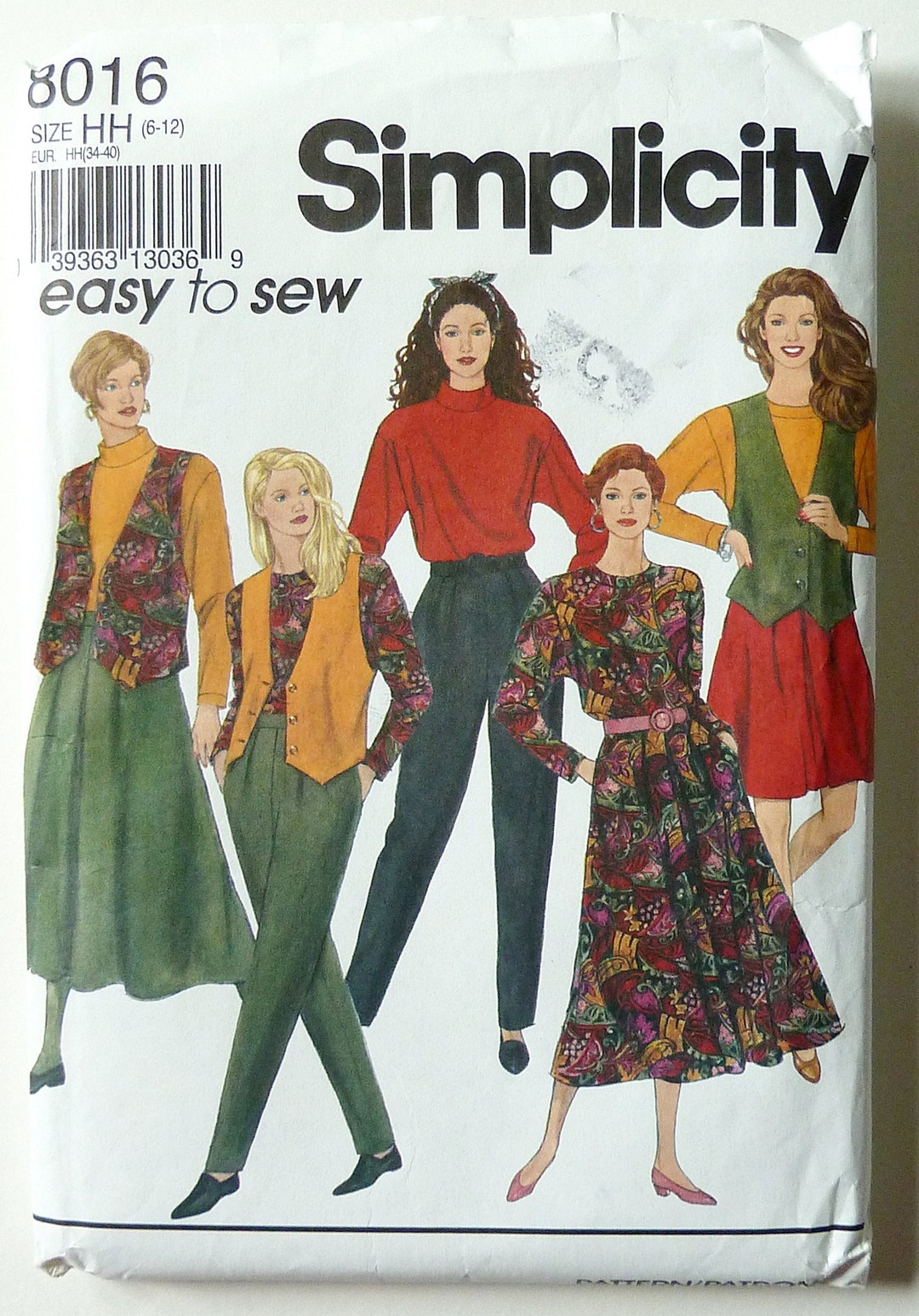 Wardrobe Sewing Pattern in Fall Colors - Sizes 6 to 12 / Bust 30.5" to ...