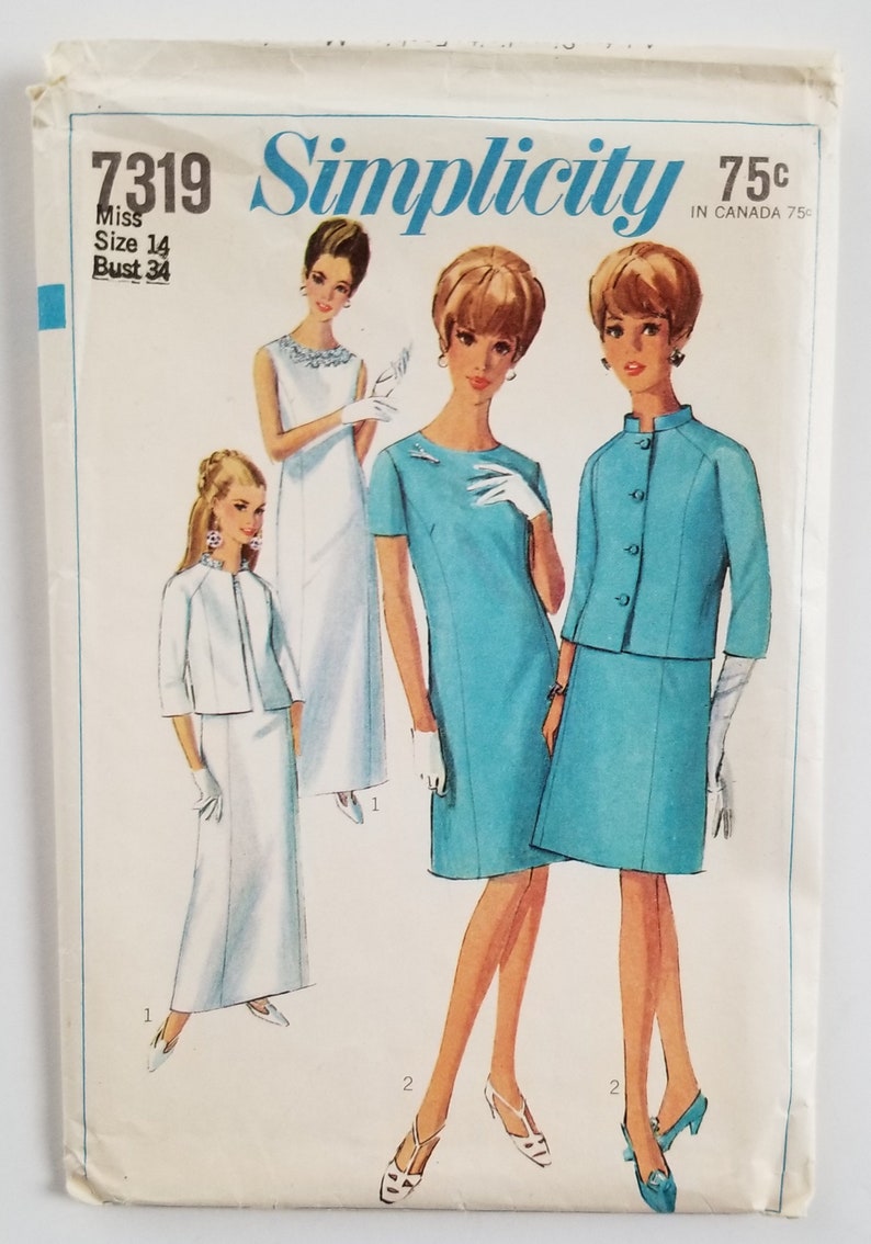 1960s Dress and Jacket Sewing Pattern - Size 14 or Bust 34 ...