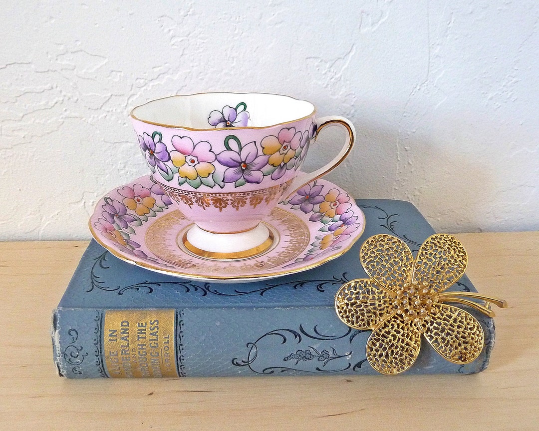 Spring Flower Teacup & Saucer Set by Gladstone - Pink English Tea Cup ...