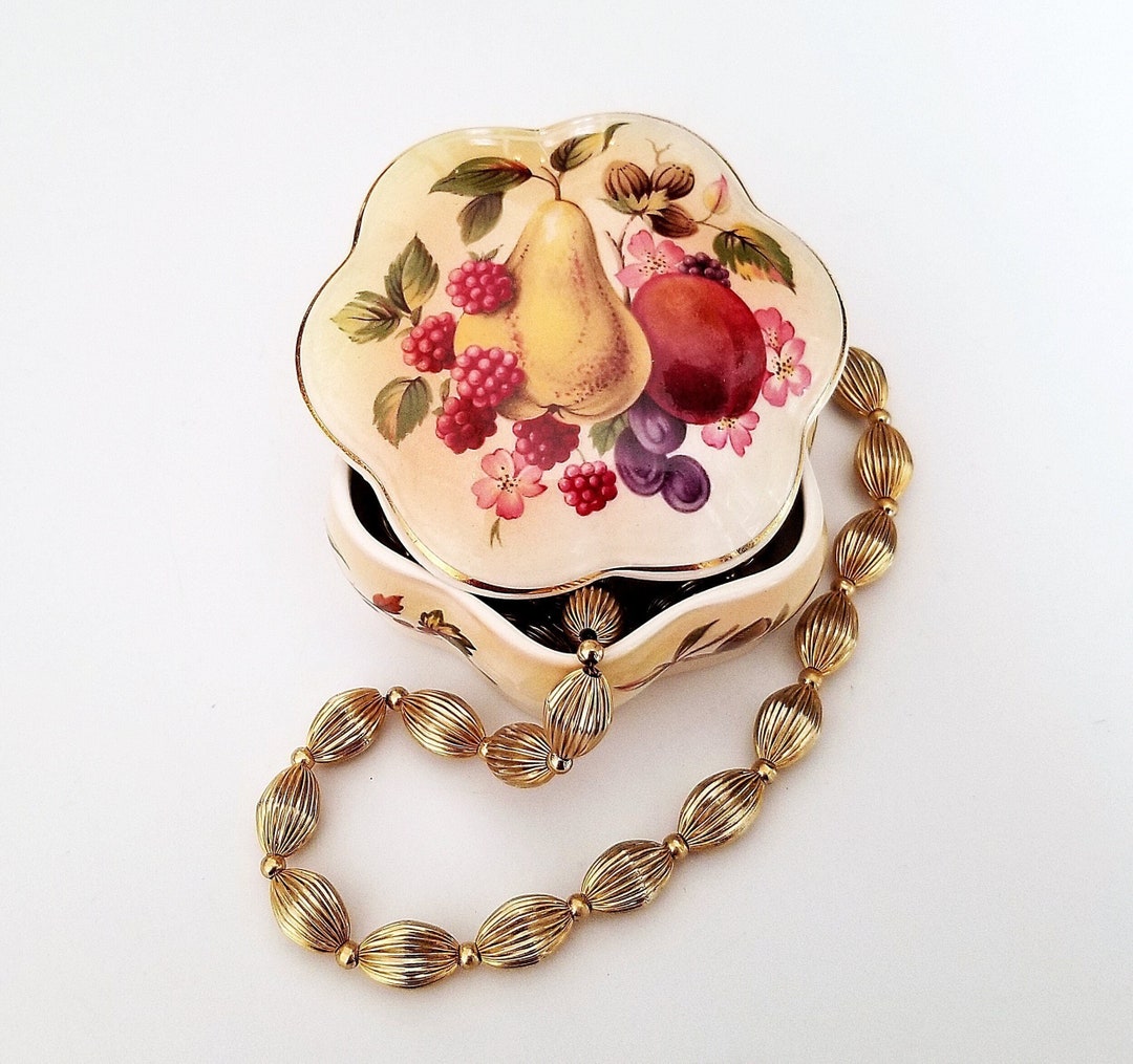 Trinket Box With Victorian Fruit Design by Palissy Royal Worcester ...