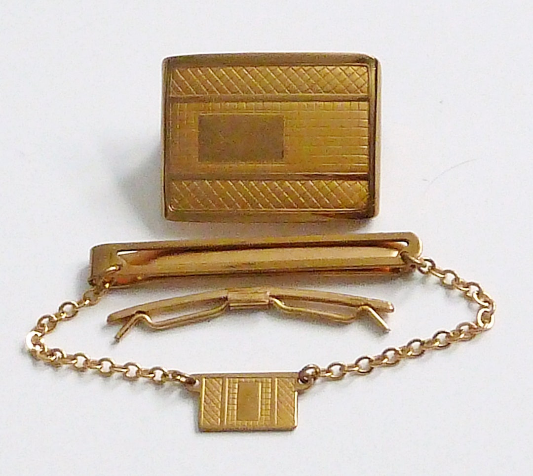 1930s Men's Accessories Set Tie Slide, Collar Clip and Belt Buckle Set ...