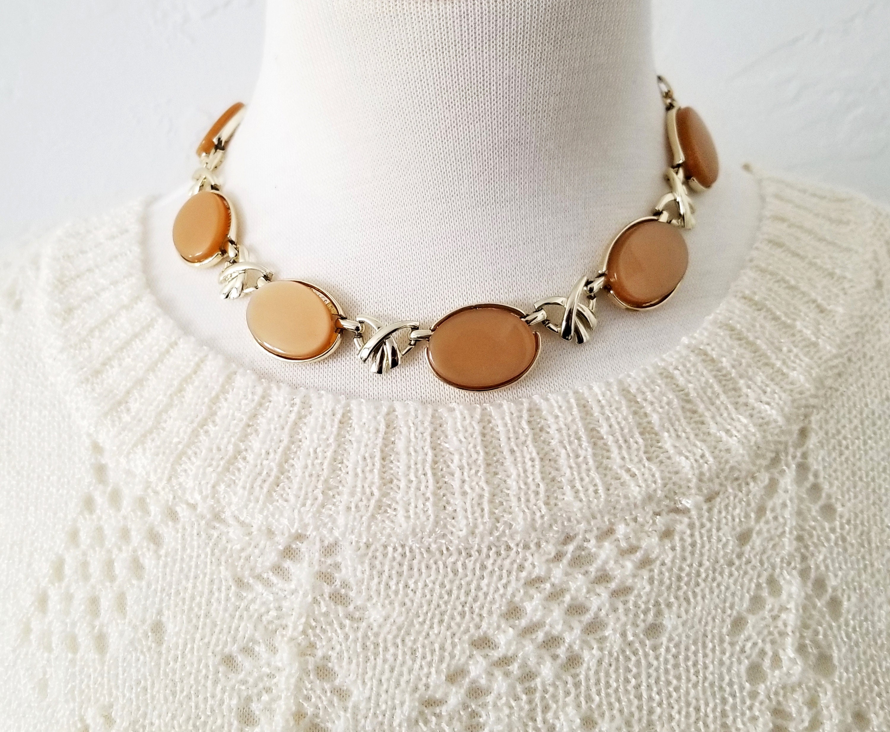 Coro Choker With Thermoset Plastic Stones - Short Length Necklace With ...