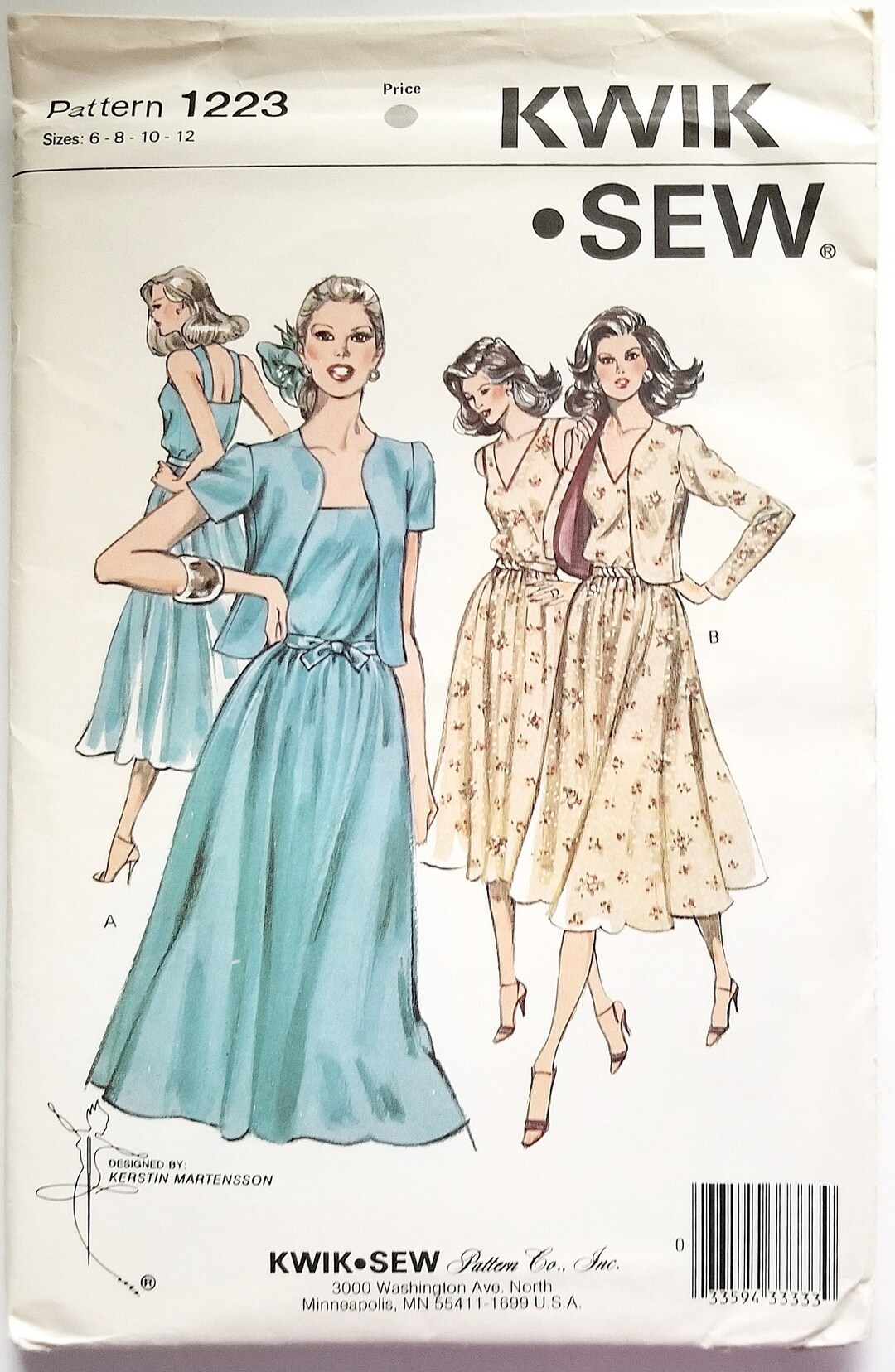 Dress Sewing Pattern - Sizes 6 to 12/bust 32.5" to 37" - Kwik Sew 1223 ...