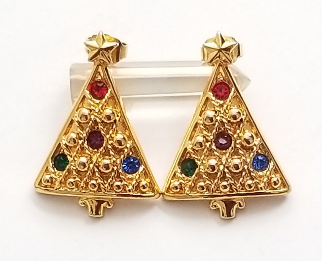 Christmas Tree Stud Earrings by Avon Rhinestone Christmas Tree Earrings ...