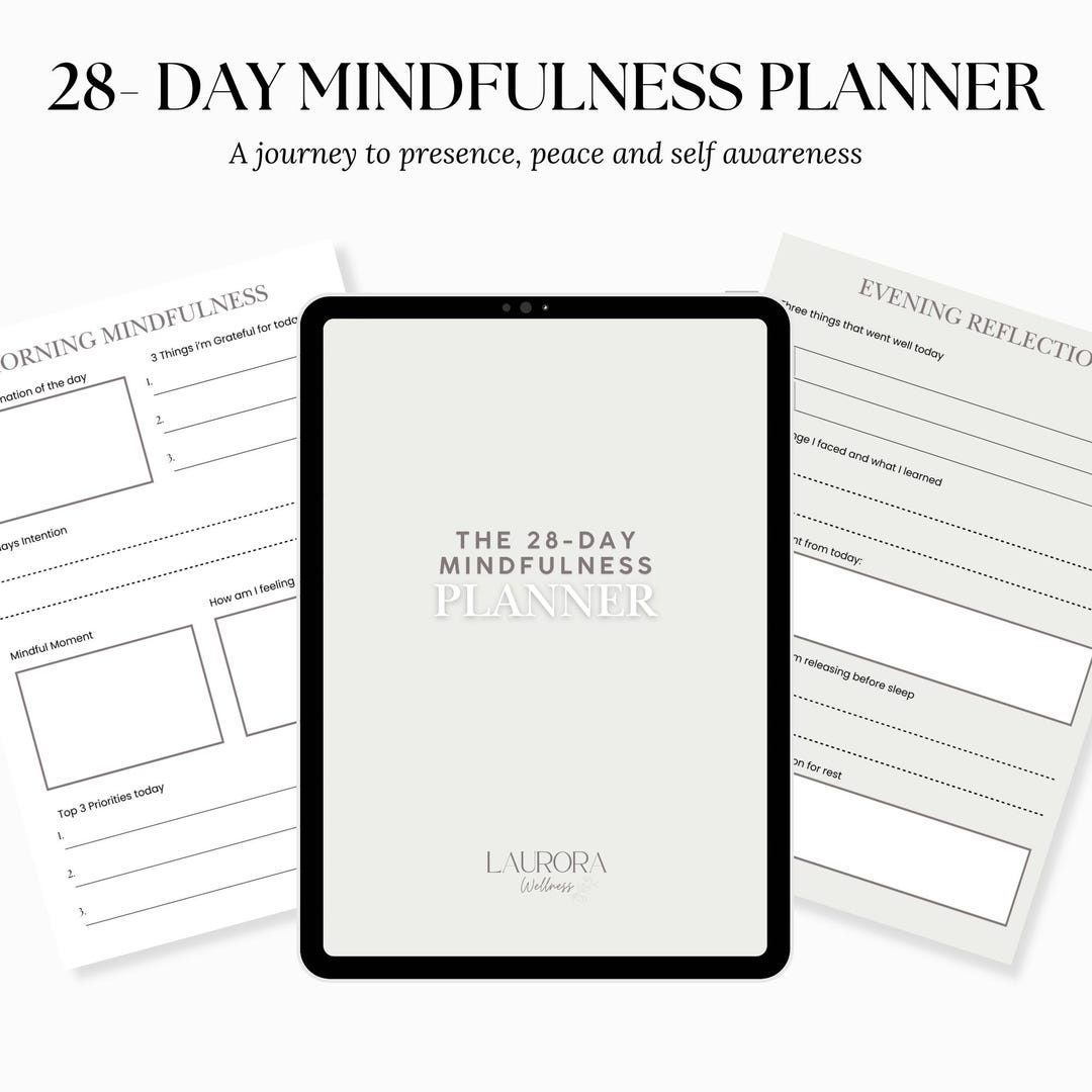 28-day Mindfulness Planner Printable PDF | Daily Self-care Journal ...